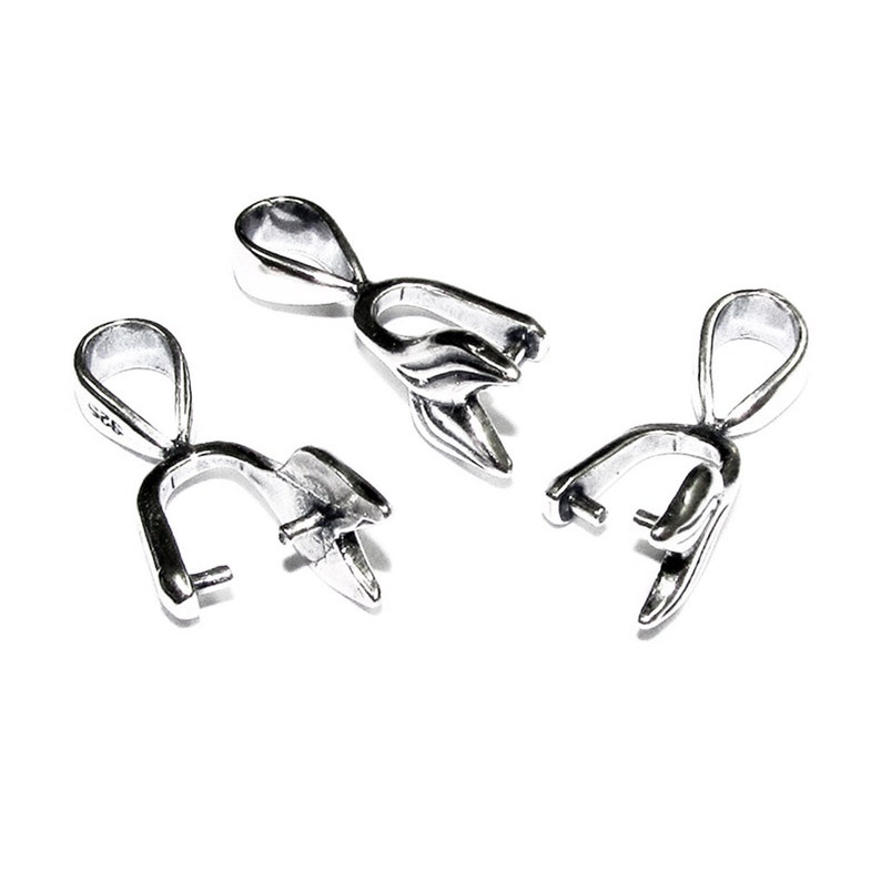 925 Sterling Silver Leaf Double Pinch Pendant Bail With Ring | Etsy