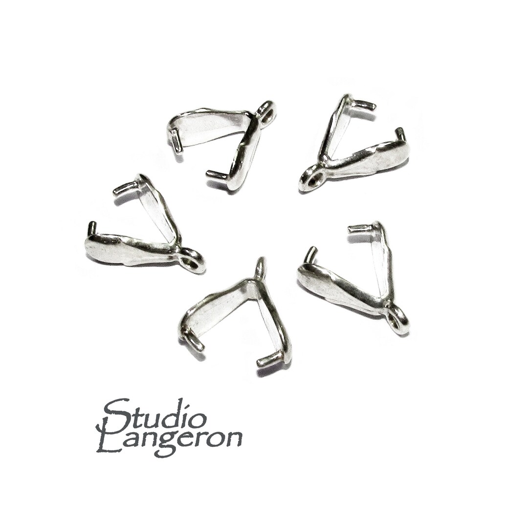 925 Sterling Silver Pinch Pendant Bail With Ring Size 11 Mm, Sterling ...