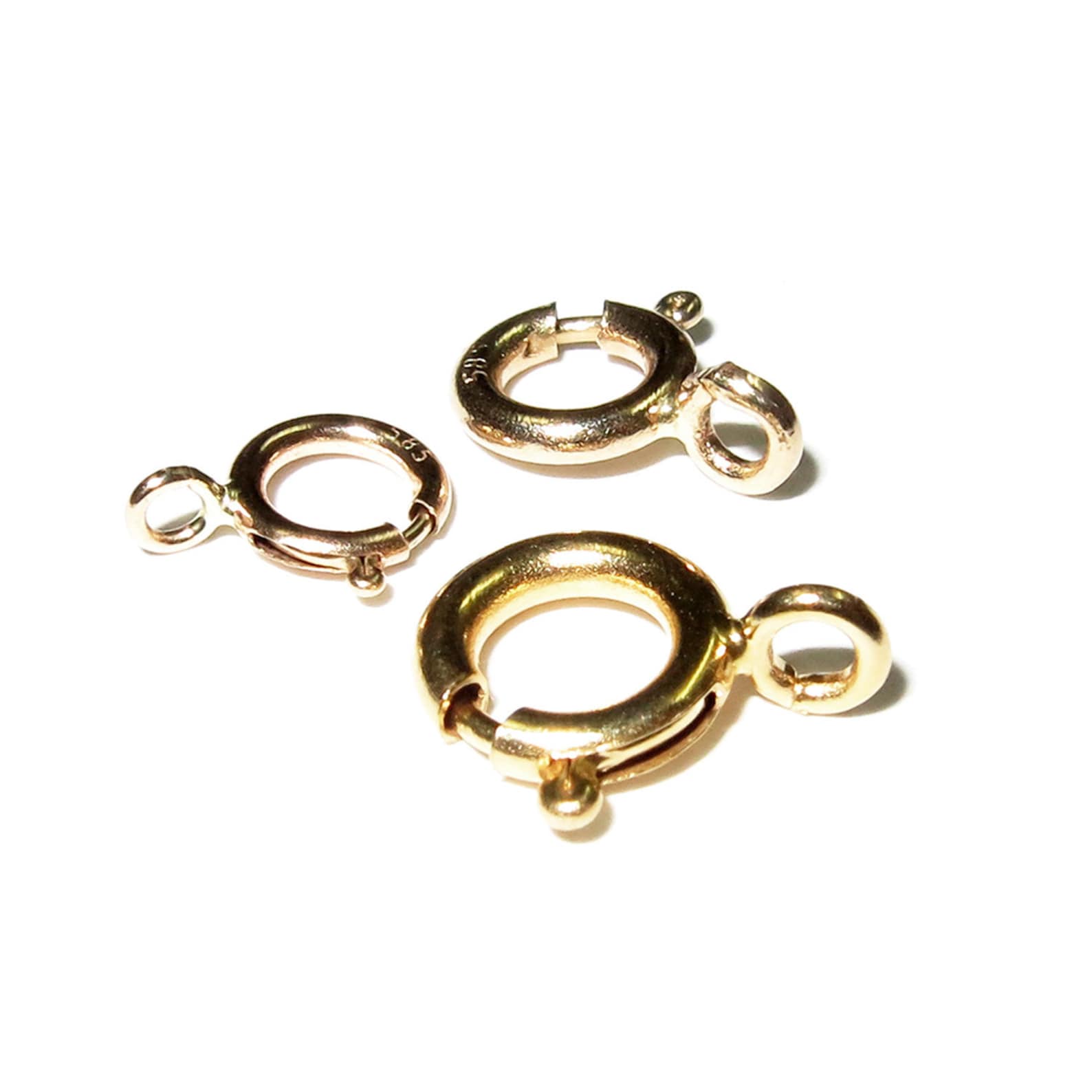 14K Solid Gold Spring Ring Clasp sizes 5 6 7 8 mm Jewelry | Etsy