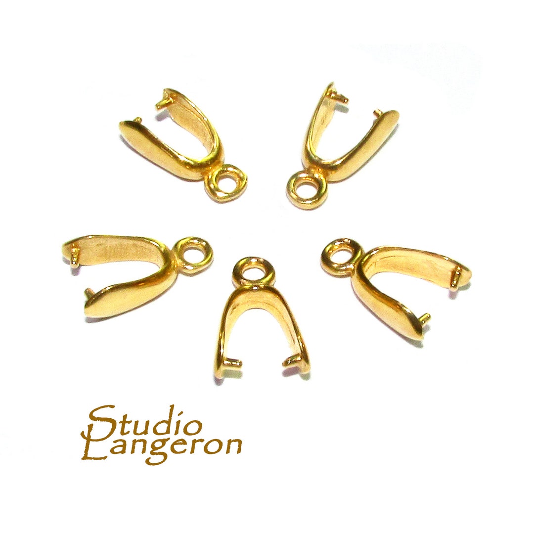 14K Yellow Gold Filled Large Pinch Pendant Bail, Jewelry Making, Bail ...