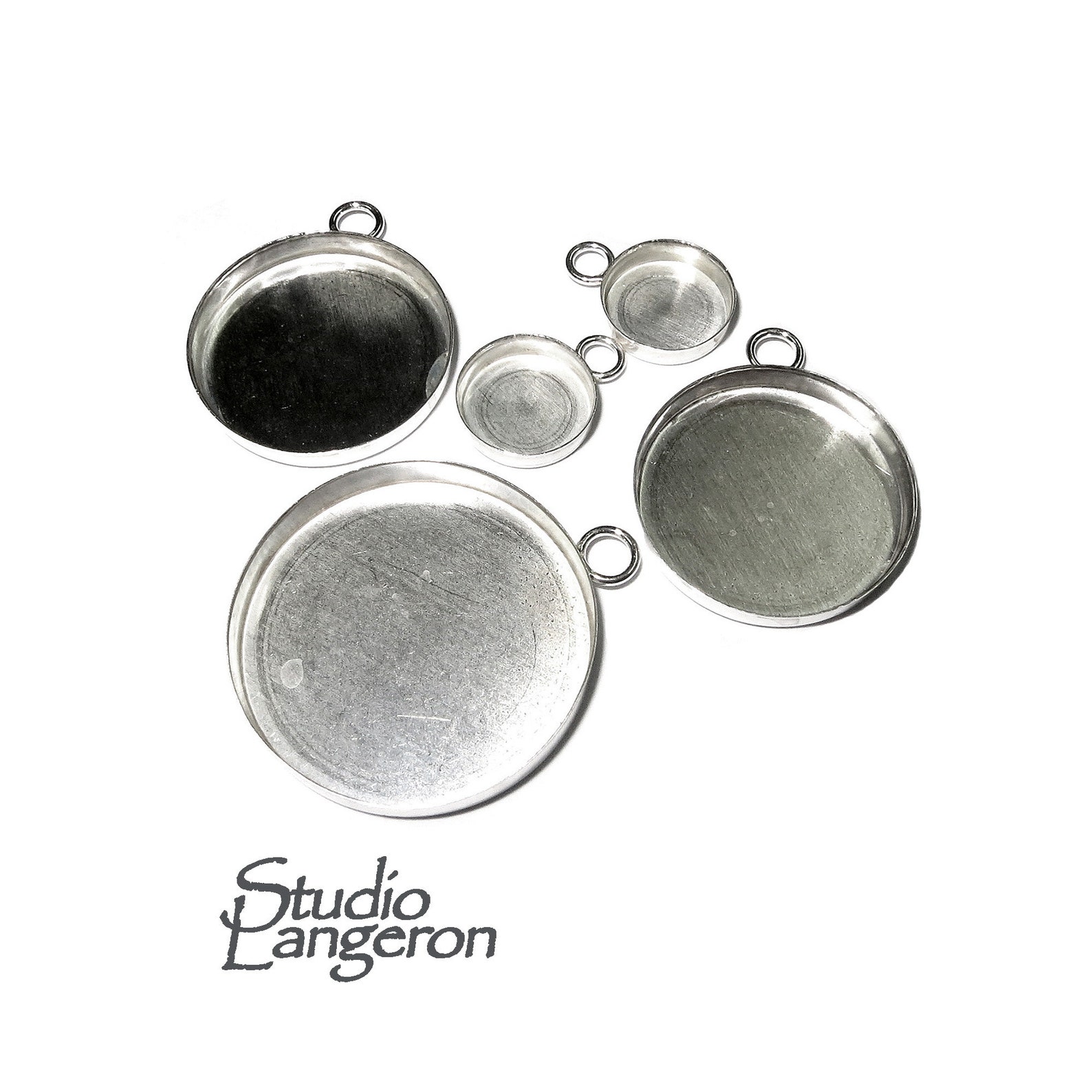 925 Sterling Silver Round Bezel Cups With Closed Loop Sizes 5 30 Mm ...