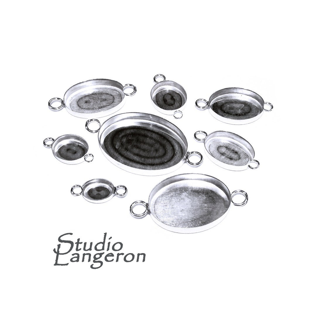 925 Sterling Silver Oval Bezel Cups With Two Rings Sizes 4x6-30x40 Mm ...