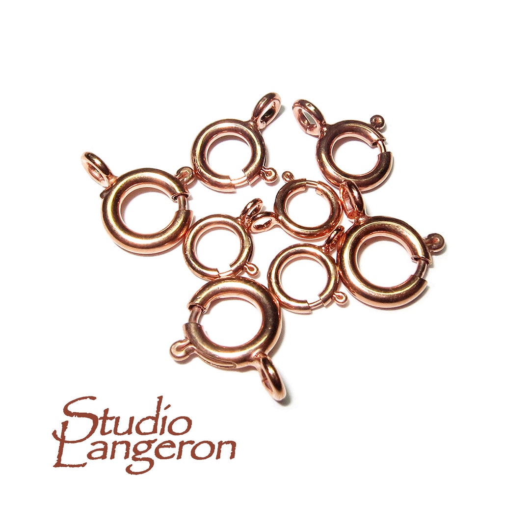 14K Rose Gold Filled Spring Ring Clasps Sizes 5, 5.5, 6, 7, 8 Mm ...