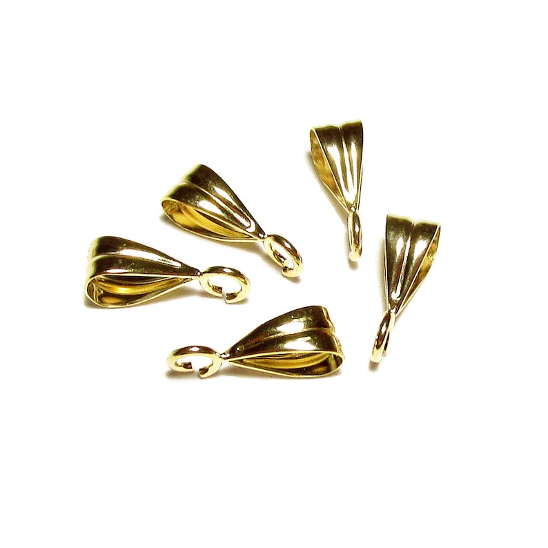 14K Solid Gold Grooved Bail With Fixed Open Ring Size 6.3x3.0 Mm, Solid ...