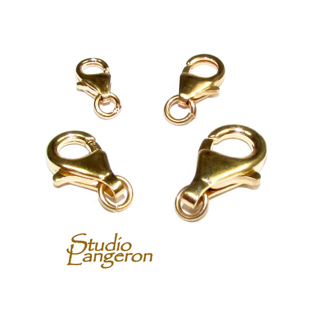 14K Yellow Solid Gold Teardrop Lobster Clasp Size 7, 8, 10, 12 Mm ...