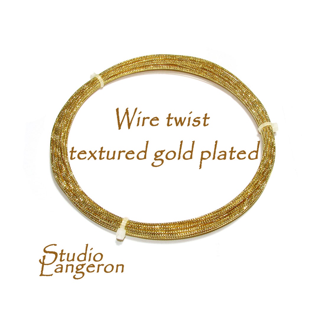 Wire Engraved Twist Textured Gold Plated Thickness 18, 16 GA, Wire ...