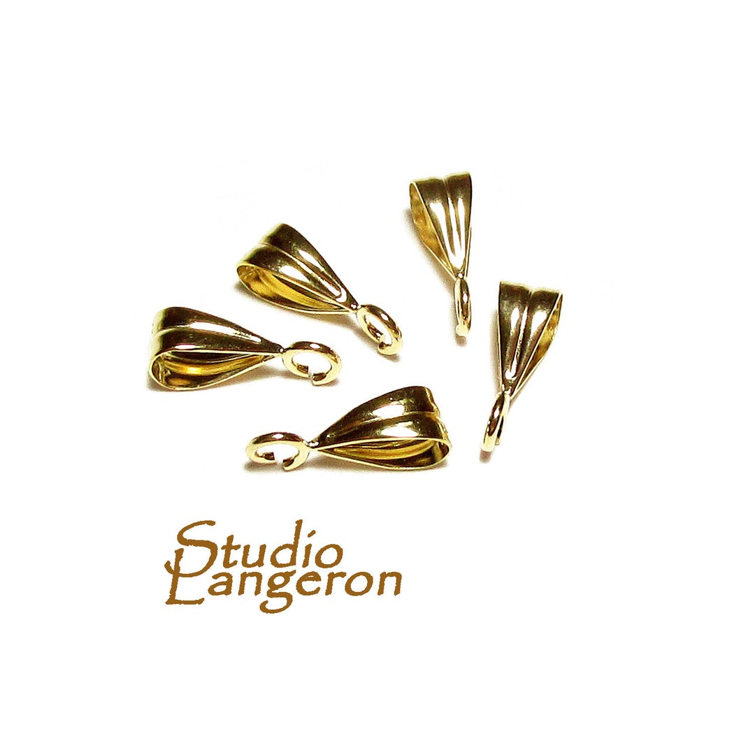 14K Solid Gold Grooved Bail With Fixed Open Ring Size 6.3x3.0 Mm, Solid ...