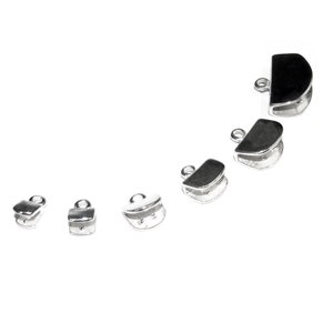 925 Sterling Silver Pinch End Caps, Jewelry Making, Flat End Cap, Cord ...