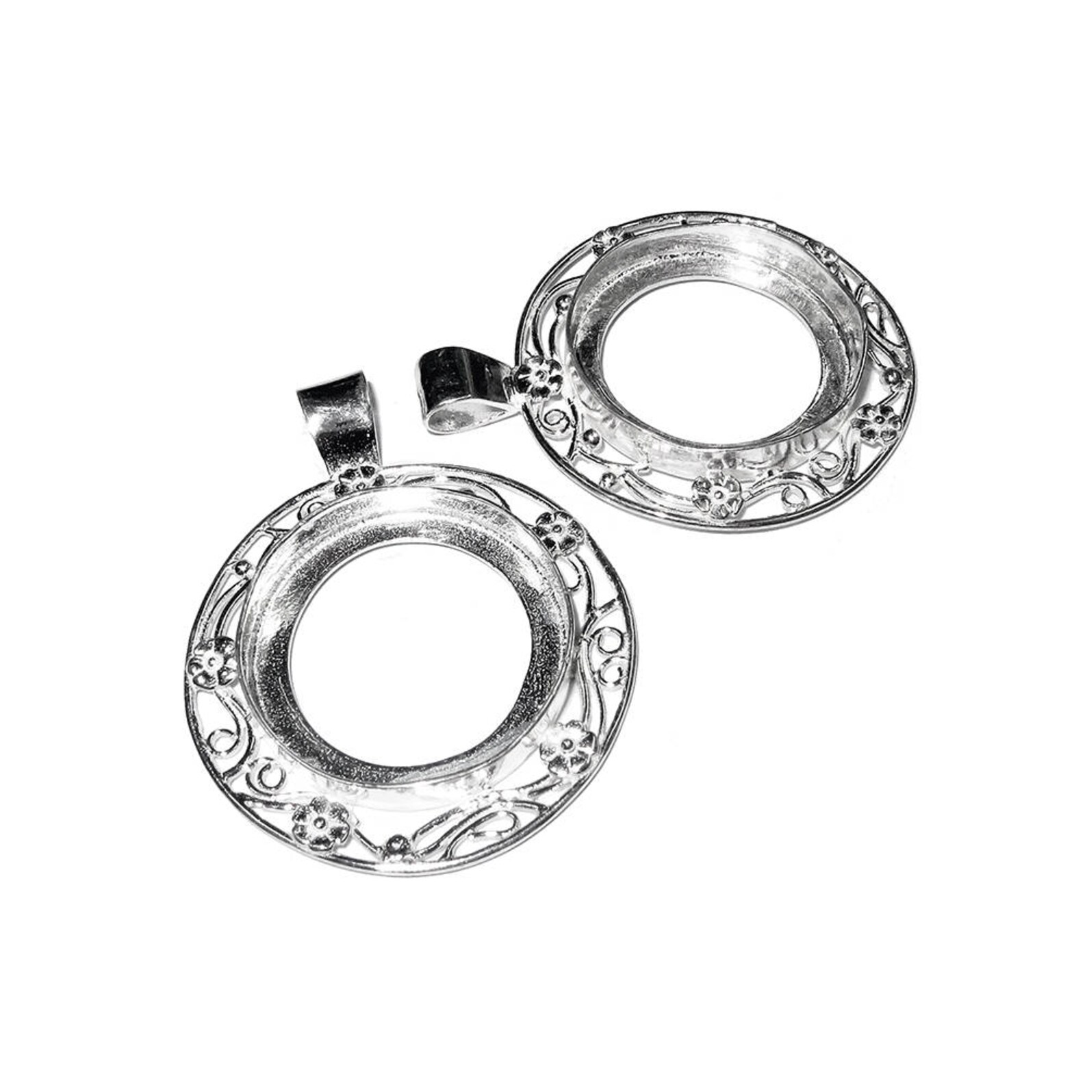 925 Sterling Silver Blank Pendant With Bezel Cup 24 Mm | Etsy