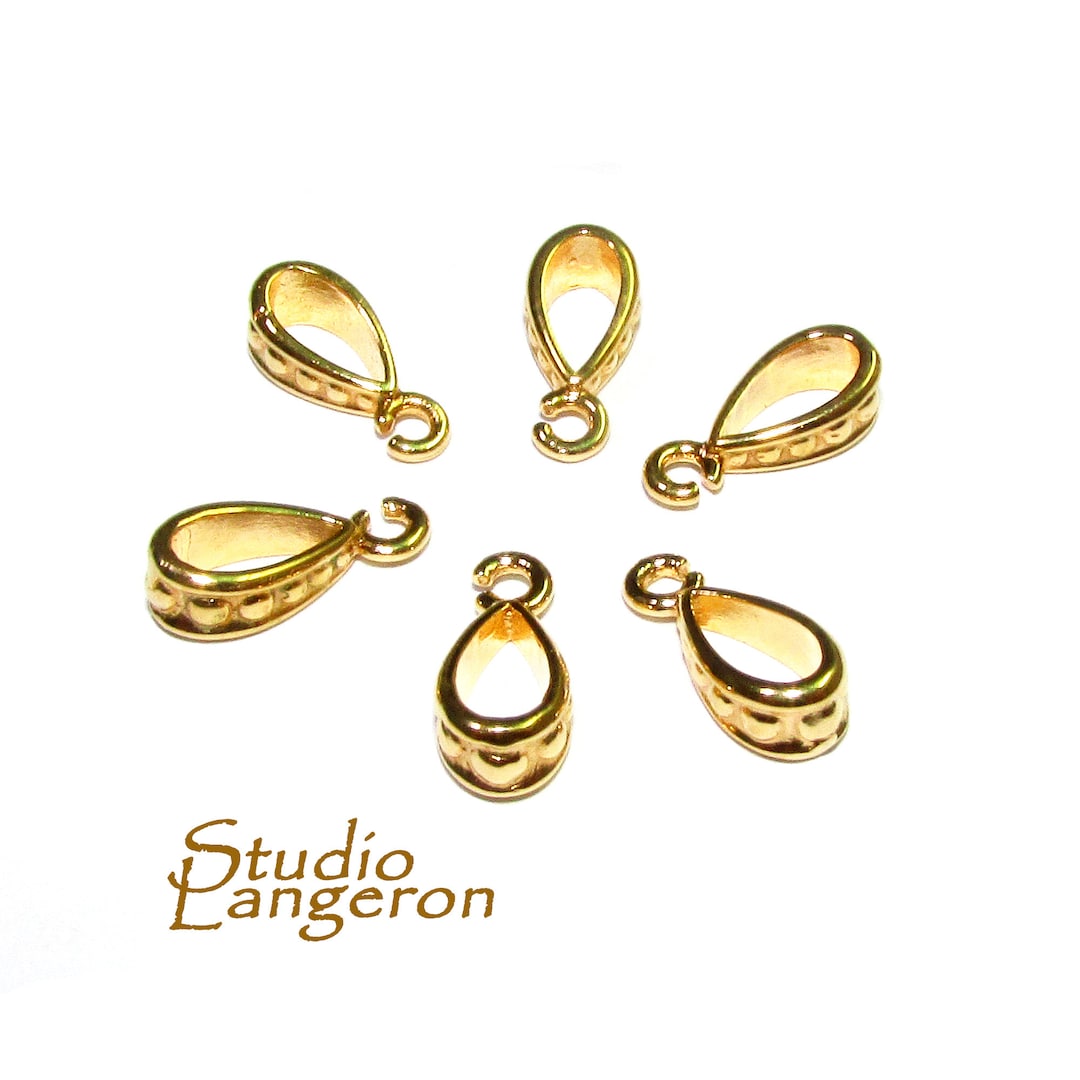 14K Yellow Gold Filled Decorative Pendant Bail, Bail With Loop, Jewelry ...