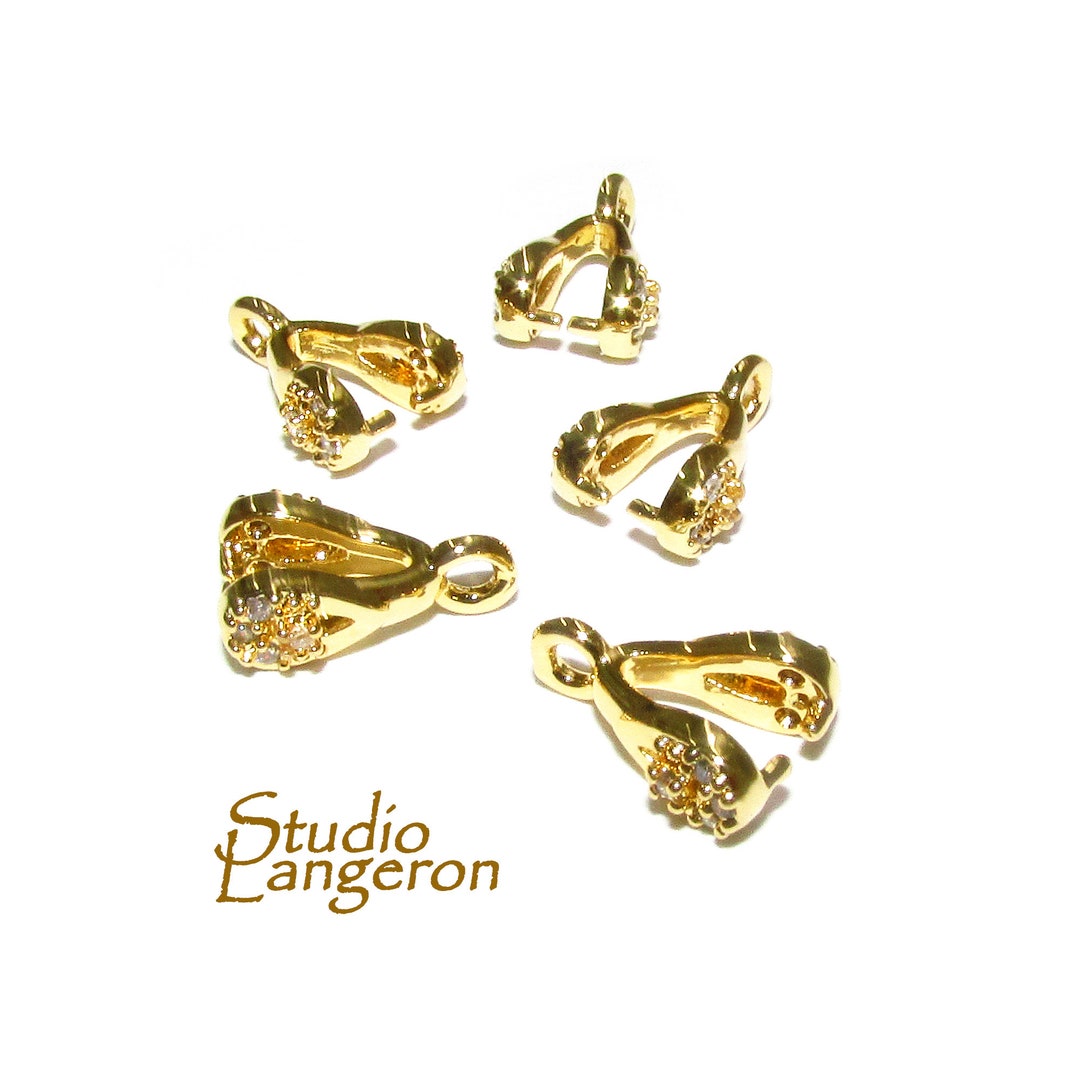14K Yellow Gold Filled Pinch Pendant Bail, Jewelry Making, Bail With ...