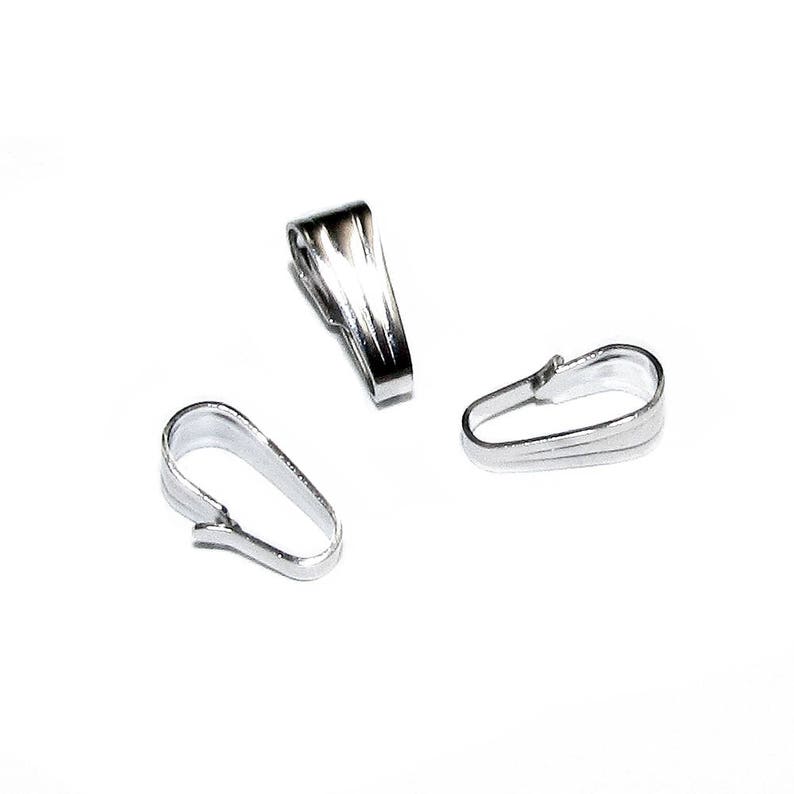 14K Solid White Gold Snap-on Medium 7.2x3.0 Mm Pendant Bail, Solid Gold ...