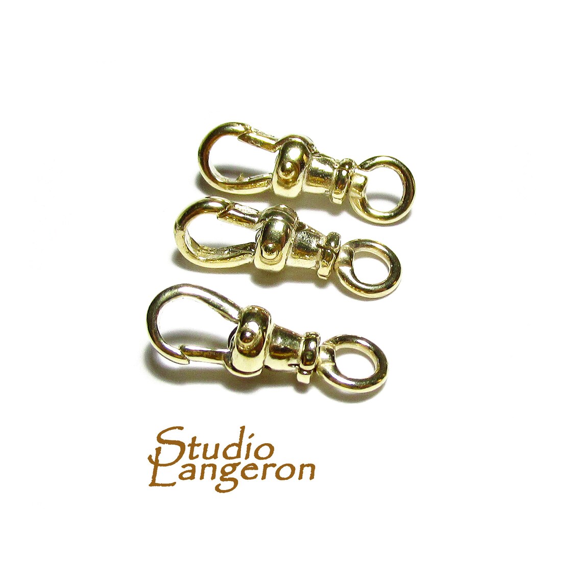 14K Yellow Solid Gold Albert Swivel Clasp 15mm With Open Ring - Etsy