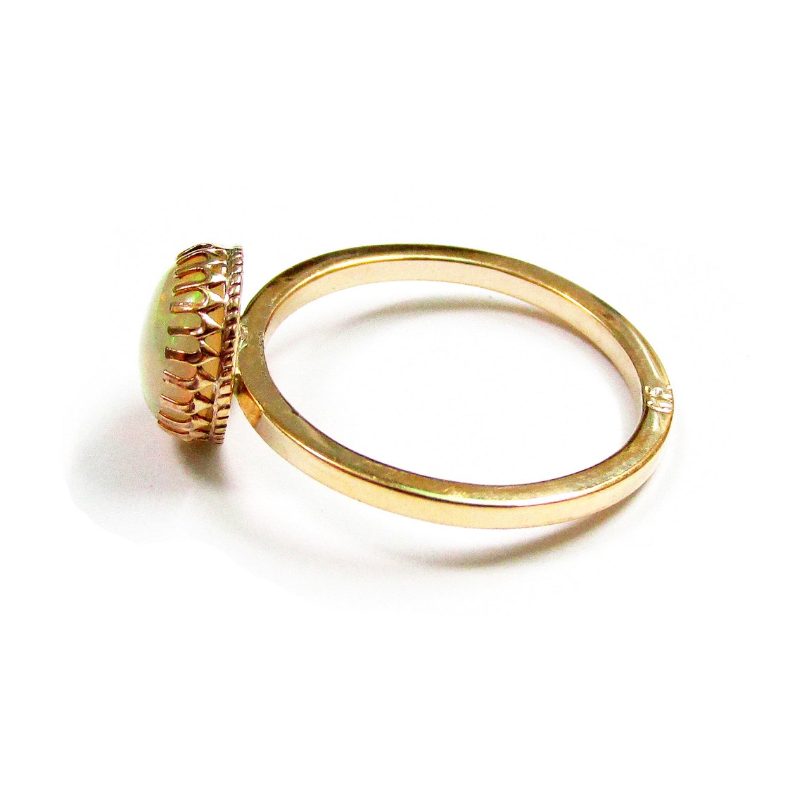 14K Yellow Gold Filled Handmade Ring Size 6 With Welo Opal 8 Mm, Gold ...
