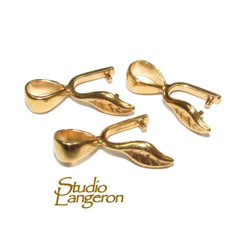 14K Yellow Gold Filled Pinch Pendant Bail Bail With Hook - Etsy