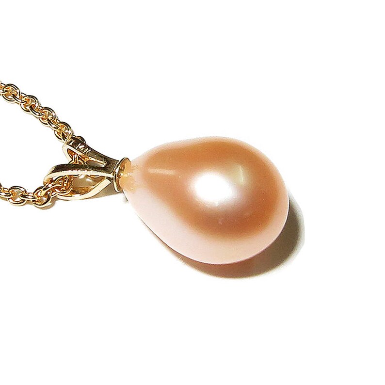14K Pure Solid Yellow Gold Genuine Pearl Pendant, 14K Solid Gold ...