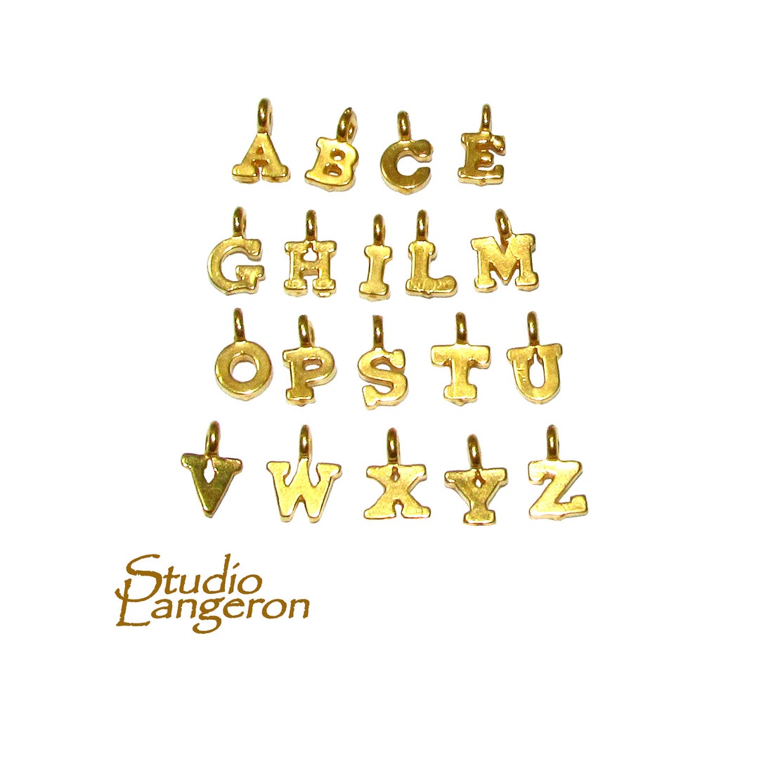 14K Gold Filled Small Letter Pendants, Jewelry Making, Letter Charms ...