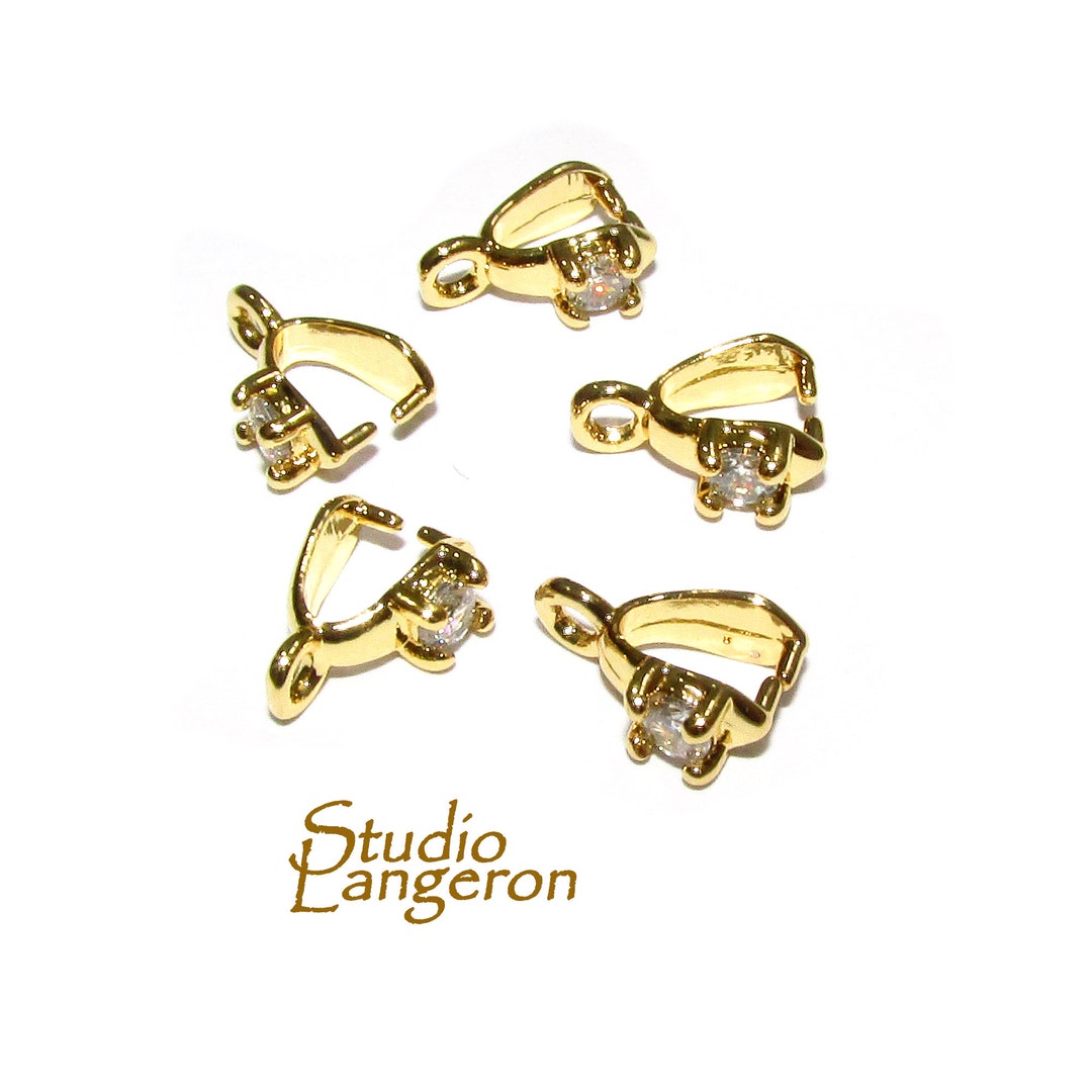 14K Yellow Gold Filled Small Pinch Pendant Bail, Jewelry Making, Bail ...