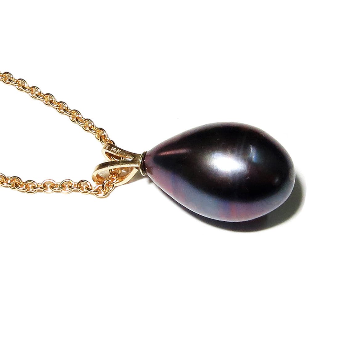14K Pure Solid Yellow Gold Genuine Pearl Pendant, 14K Solid Gold ...