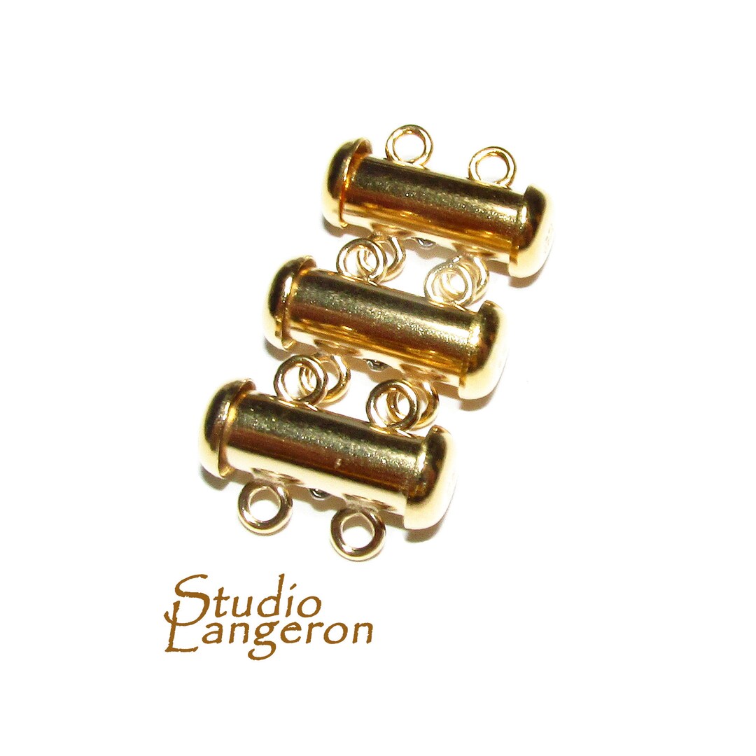 14K Yellow Gold Filled Tube Bar Clasp 2-hole Size 4.3x15 Mm, Gold ...