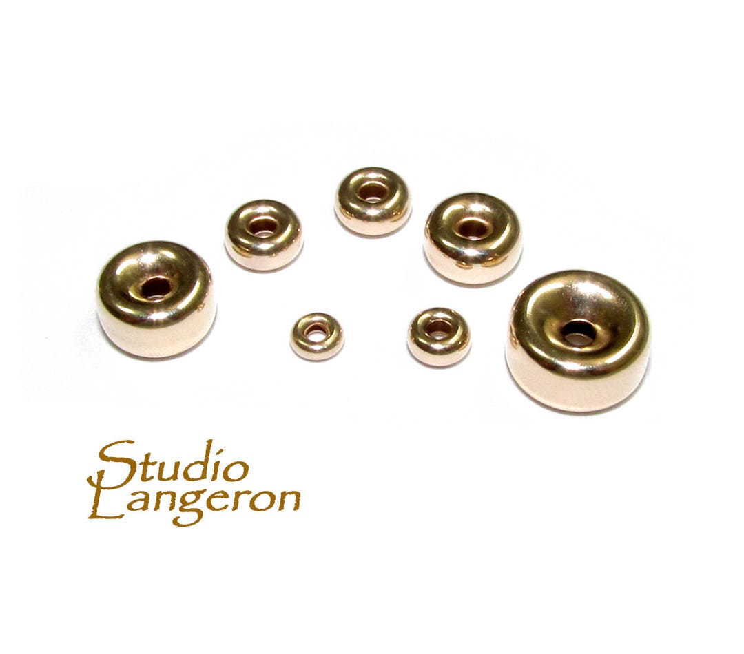 14K Solid Gold Rondelle Beads Size 2.5-7.1 Mm, Rondelle Gold Beads ...