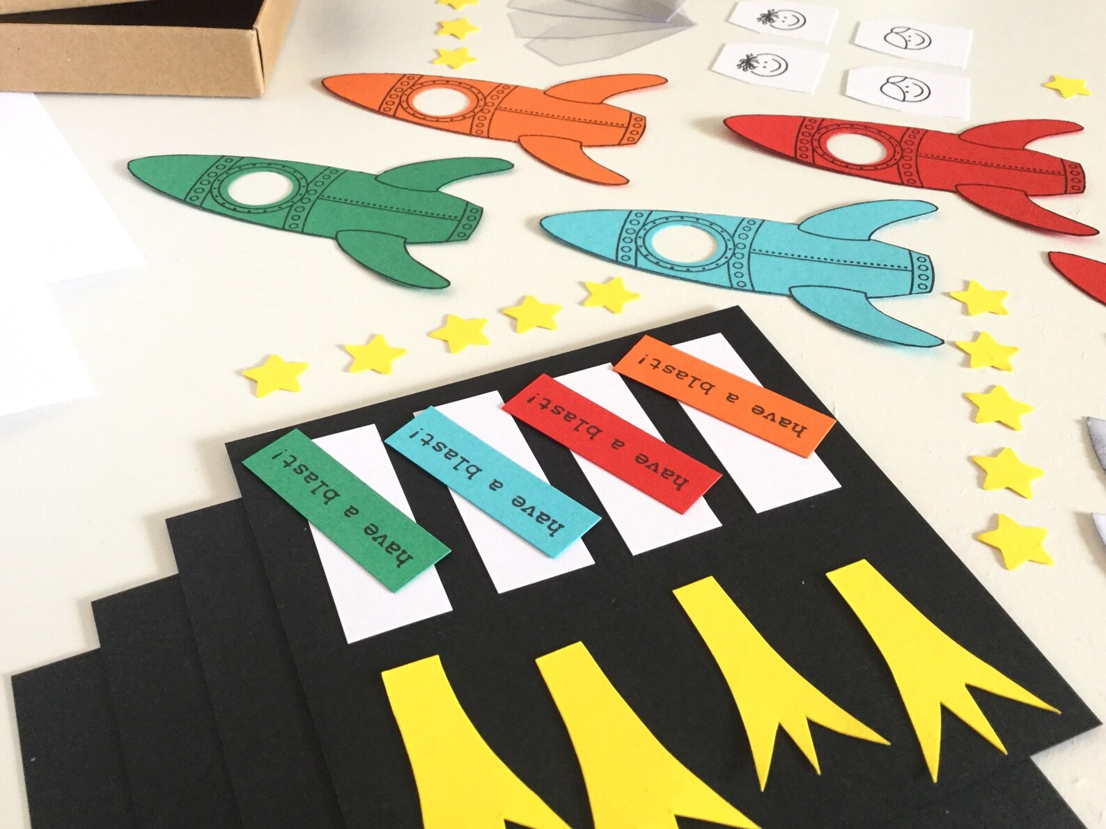 Children's Rocket Birthday Card, Beginner's Kit, Card Making Kit, Space ...