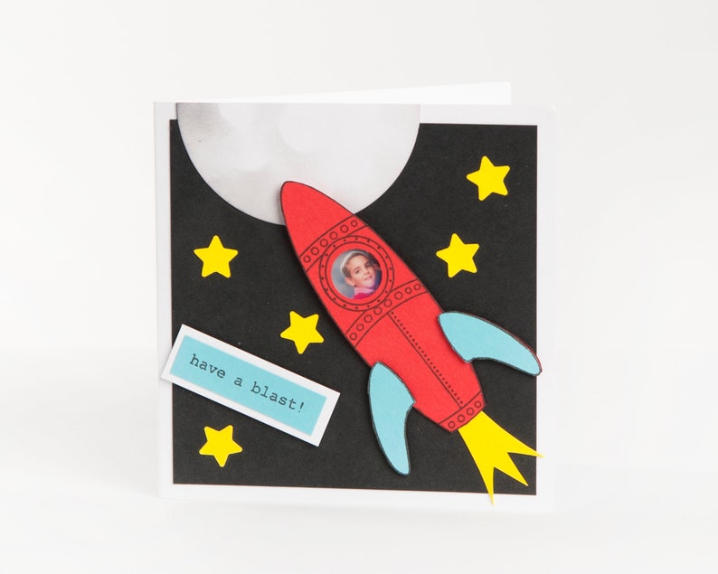 Children's Rocket Birthday Card Photo Card Space Theme - Etsy