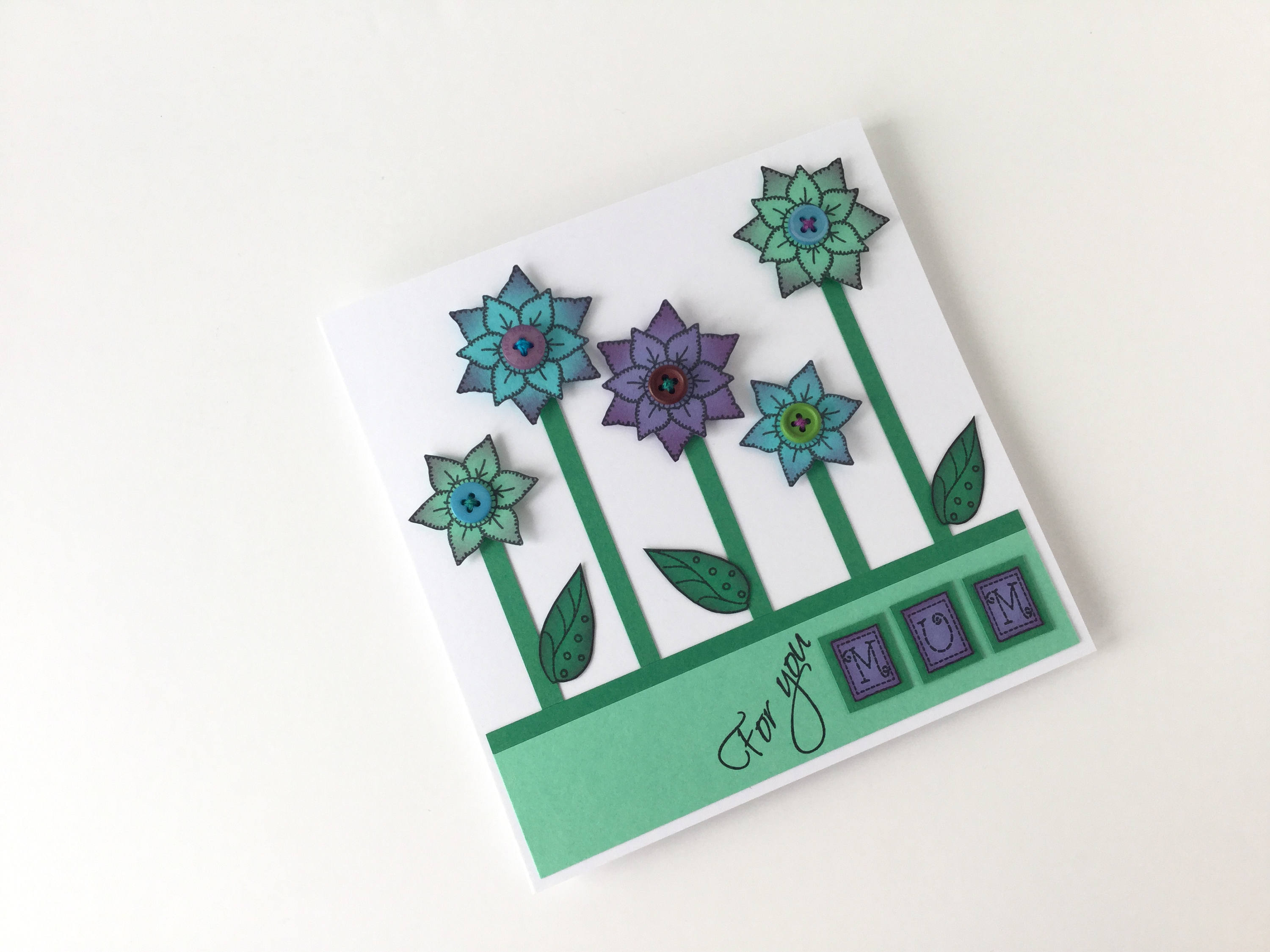 Button Flower Card Card for Mothers Day Cute Greeting Cards - Etsy UK