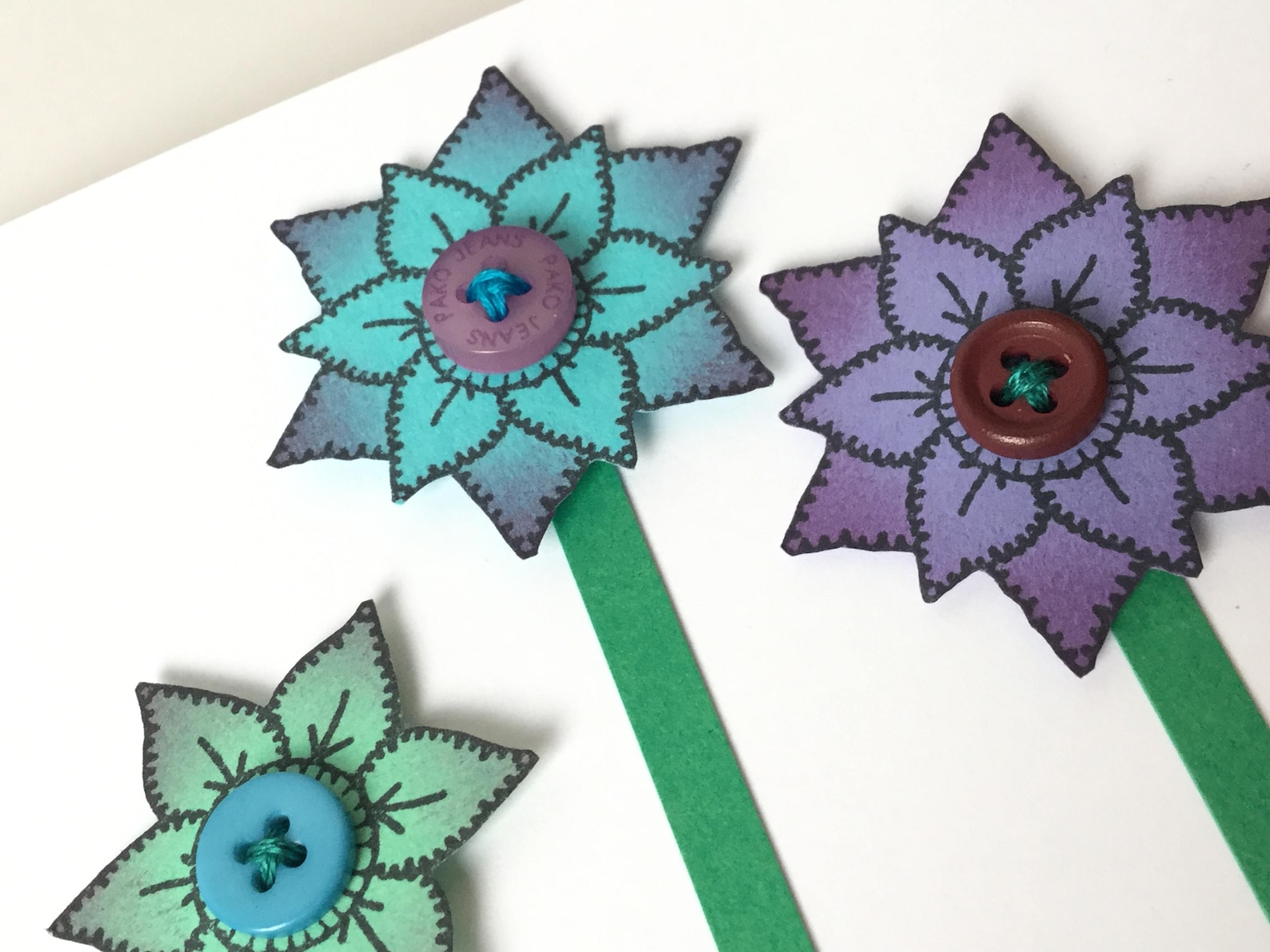 Button Flower Card Card for Mothers Day Cute Greeting Cards - Etsy UK