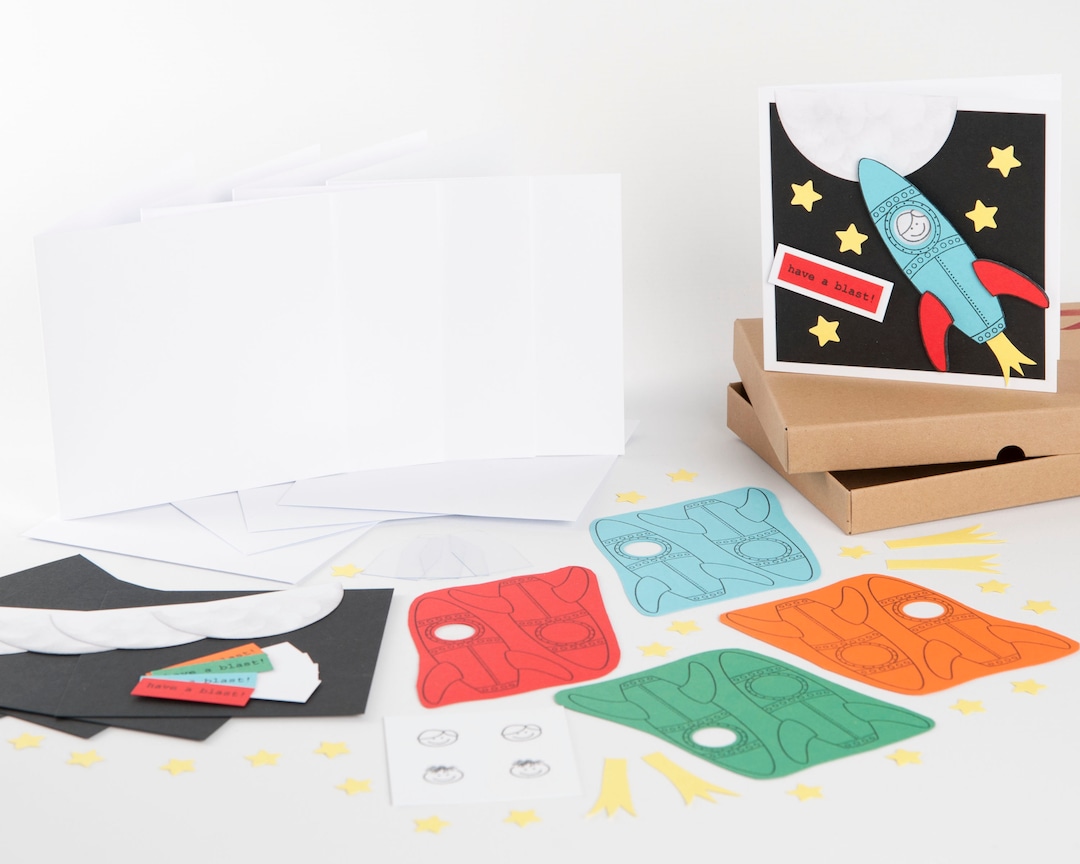 Children's Rocket Birthday Card, Advanced Kit, Cardmaking Kit, Space ...