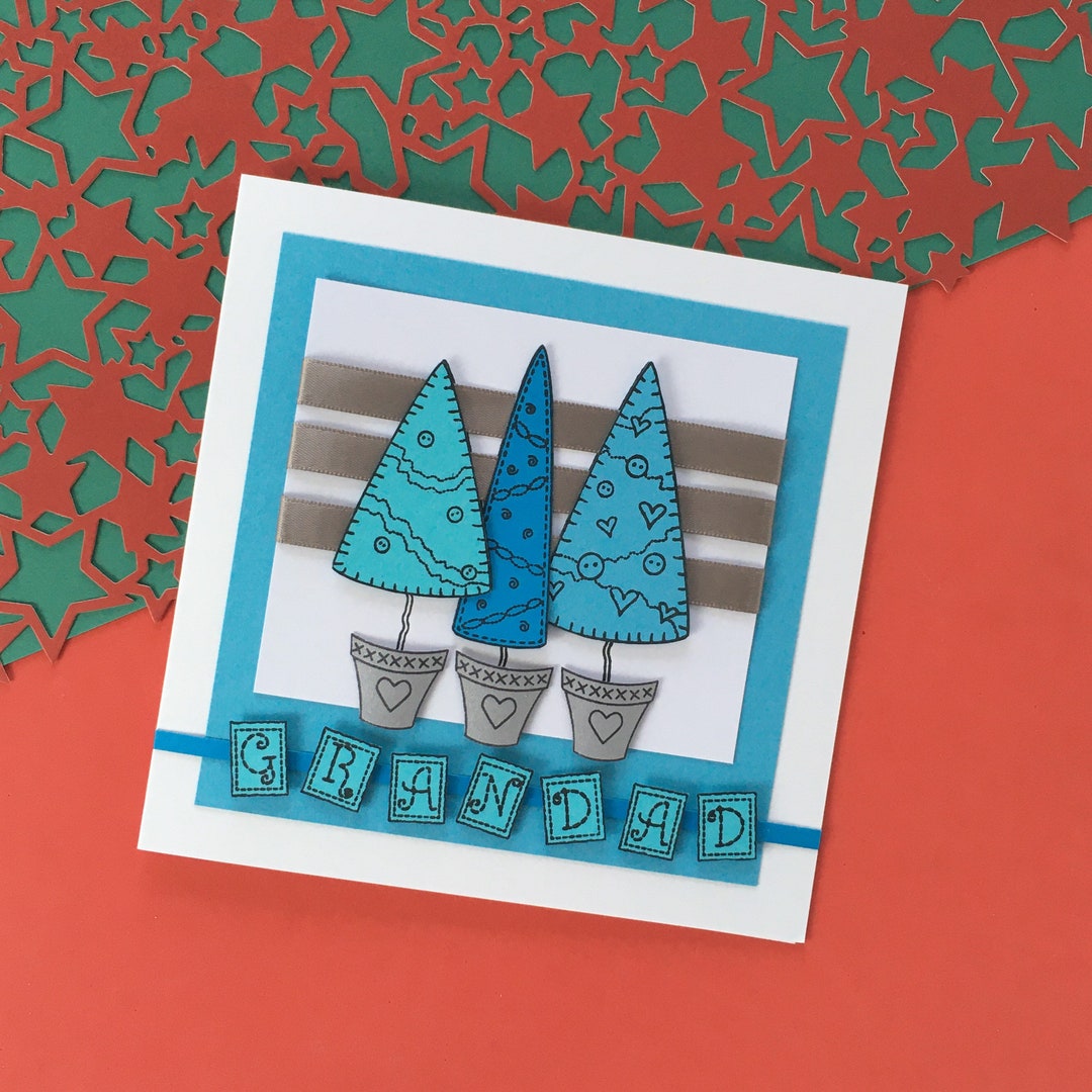Blue Christmas Tree Card, Beginner's Card Kit, Craft Kit for Adults - Etsy
