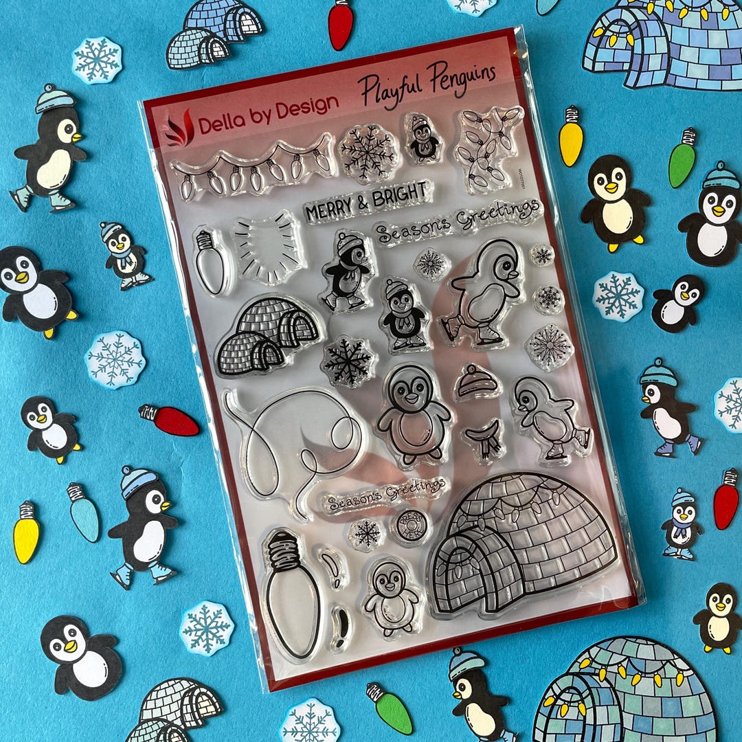 Playful Penguins Stamp Set - Etsy