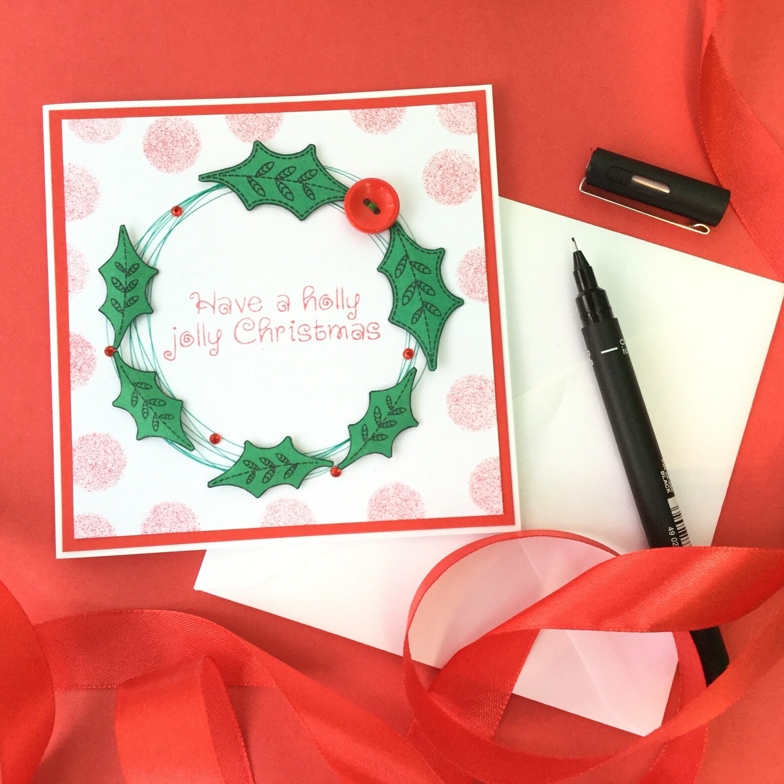 Craft kit for adults Christmas Cardmaking Holly Jolly Card | Etsy
