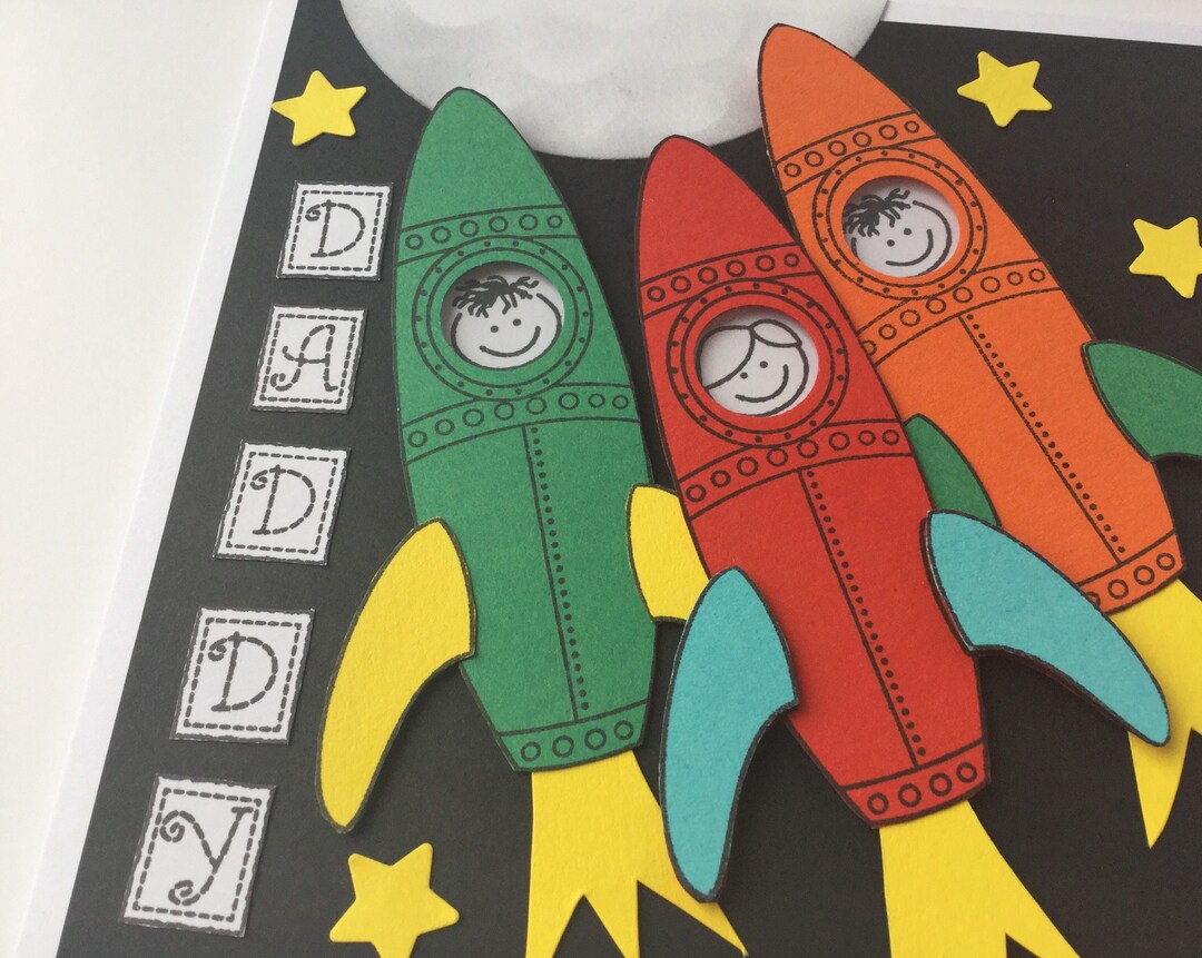 Fun Father's Day Photo Card, Space Theme, Colorful Rockets With Photos ...