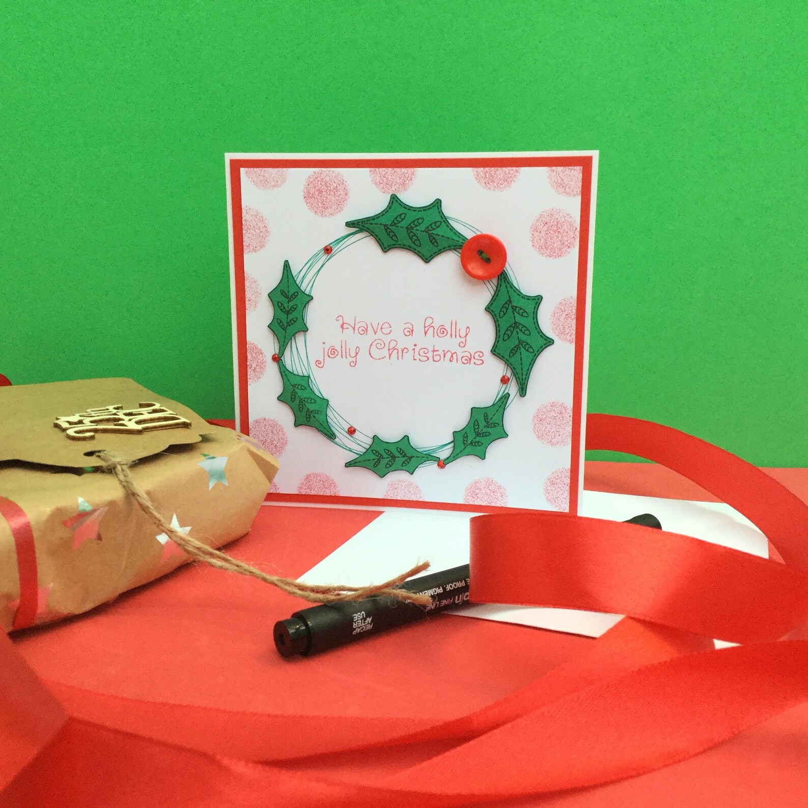 Craft kit for adults Christmas Cardmaking Holly Jolly Card | Etsy