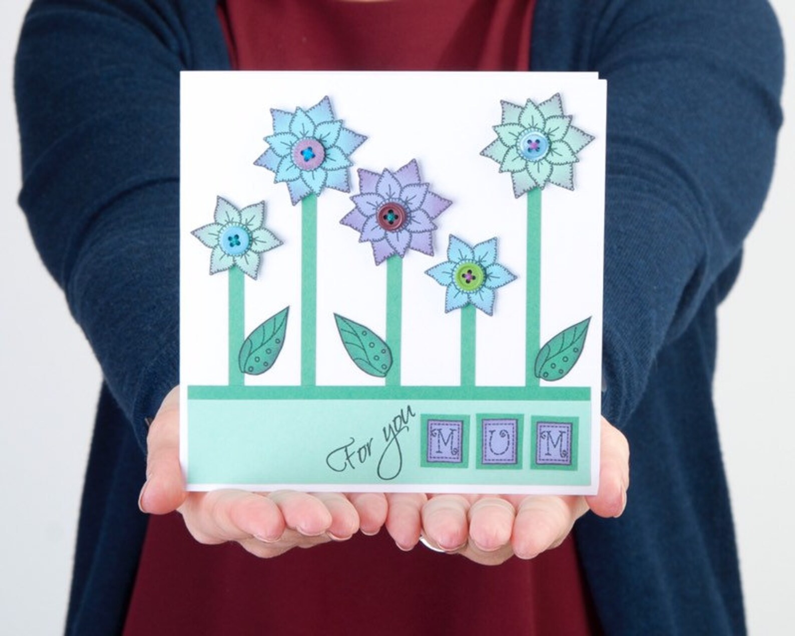 Button Flower Card Card for Mothers Day Cute Greeting Cards - Etsy UK
