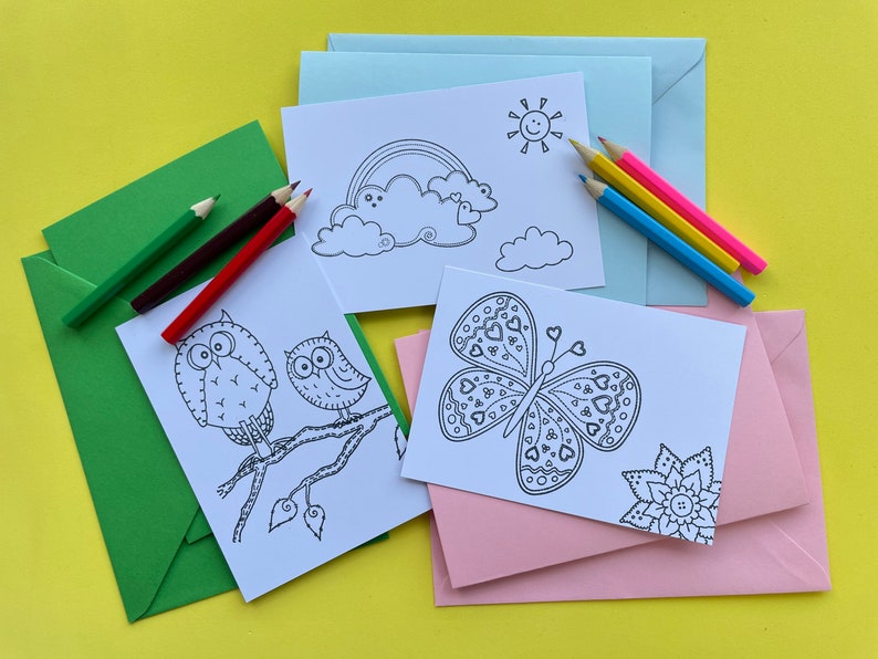 Colouring Cards for Children Card kits for children | Etsy