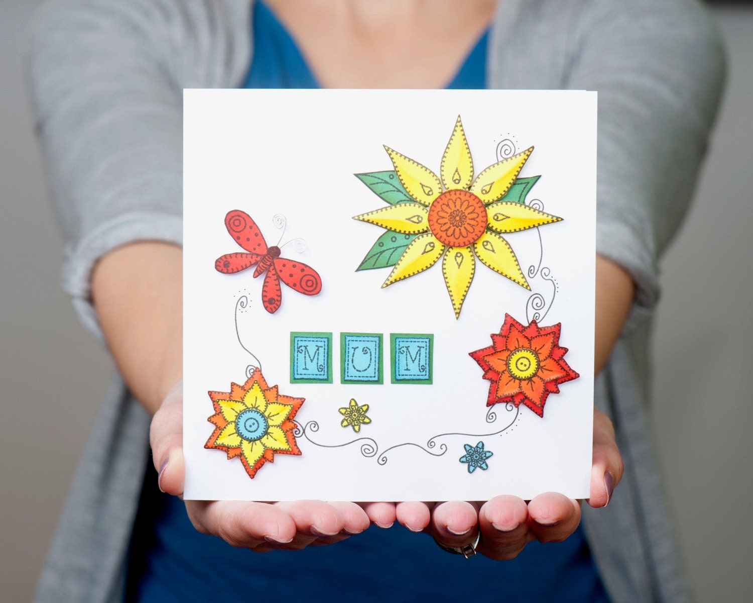 Colourful Mother's Day Card Kit DIY Card Kit Handstamped - Etsy UK