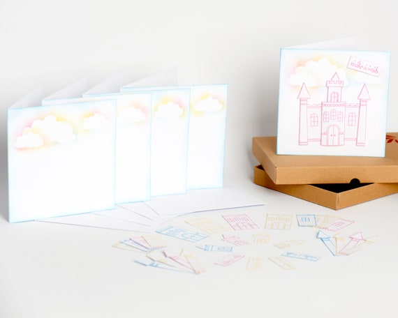 Castle Birthday Card Kit Rainbow Castle Kit Card Making Kit | Etsy
