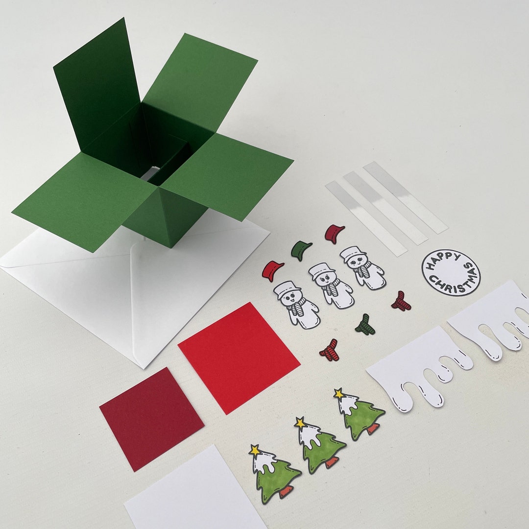 Snowman Christmas Box Card Kit, Beginner Craft - Etsy