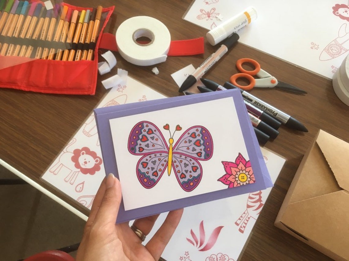 Colouring Cards for Children Card kits for children | Etsy