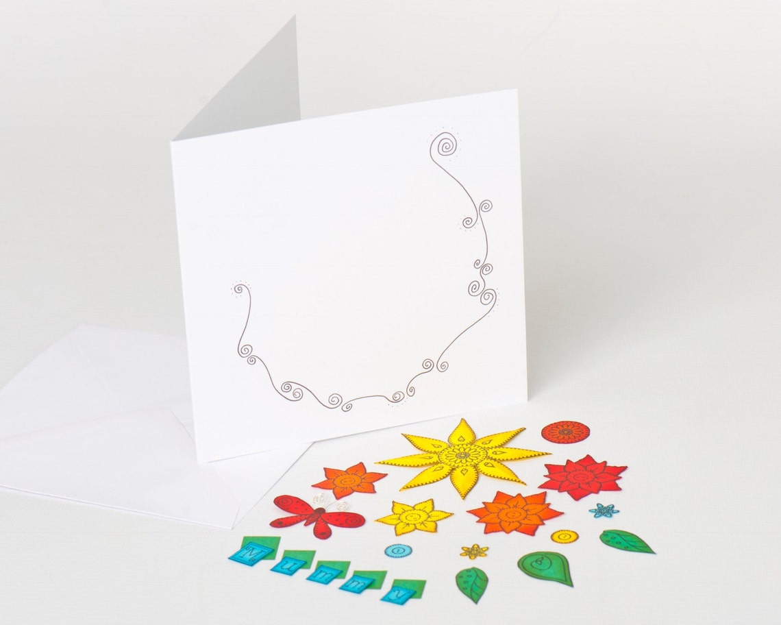 Colourful Mother's Day Card Kit DIY Card Kit Handstamped - Etsy UK