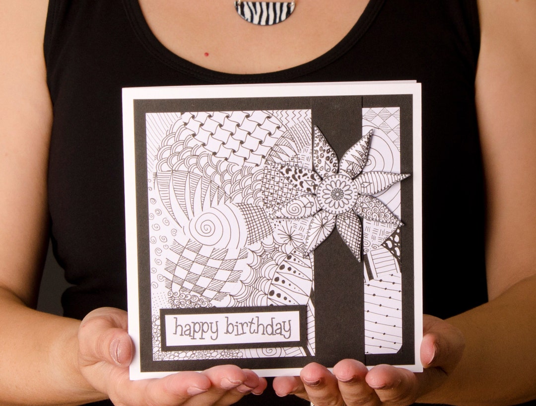 DIY Doodle Card, Birthday Card Doodle Kit, DIY Crafts for Adults - Etsy
