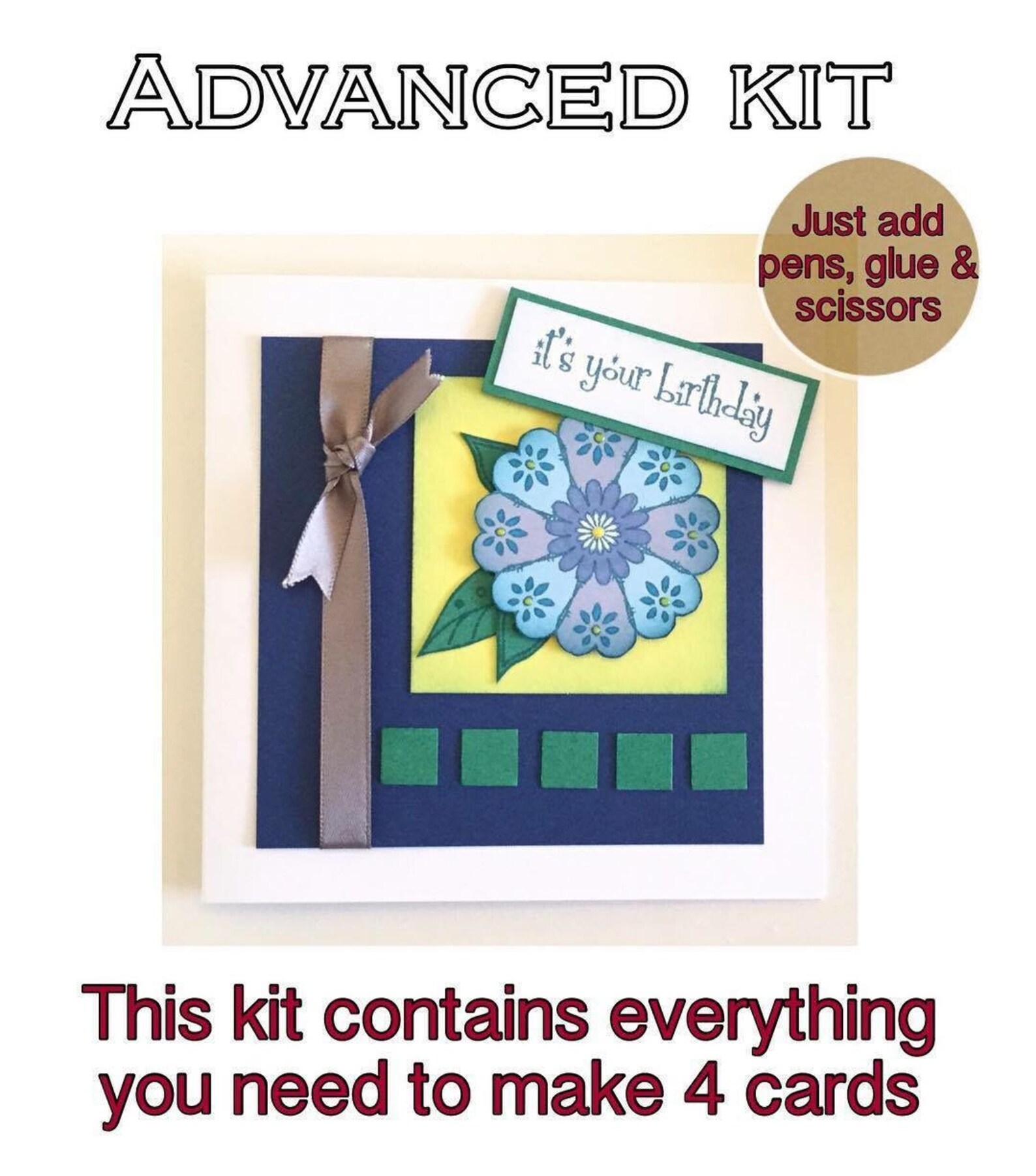 Card Kit Happy Birthday Flower Card Kit Advanced Kit Adult | Etsy