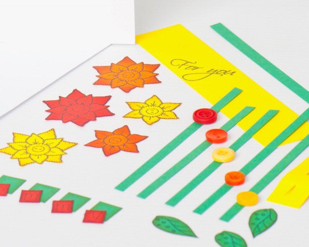 Mothers Day Card Making Kit, DIY Crafts for Adults, Bright Button ...