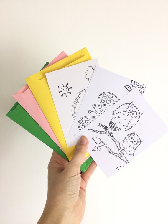 Colouring Cards for Children Card kits for children | Etsy