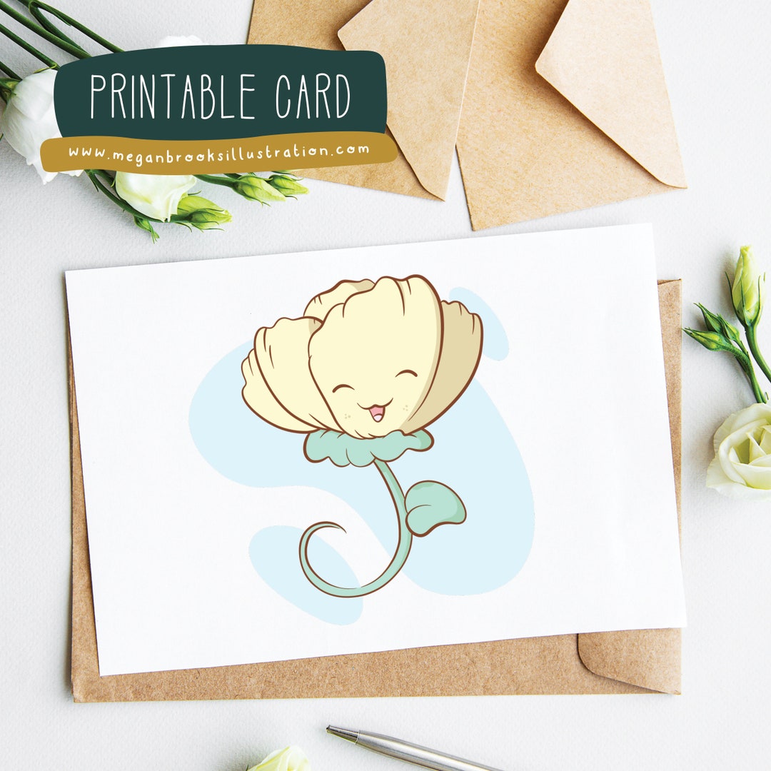 Blank Flower Card, Printable Flower Card, Card for Grandmother ...