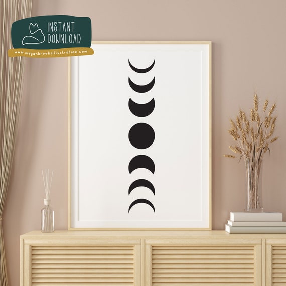 Minimalist Moon Art Mid Century Moon Art Monochrome - Etsy
