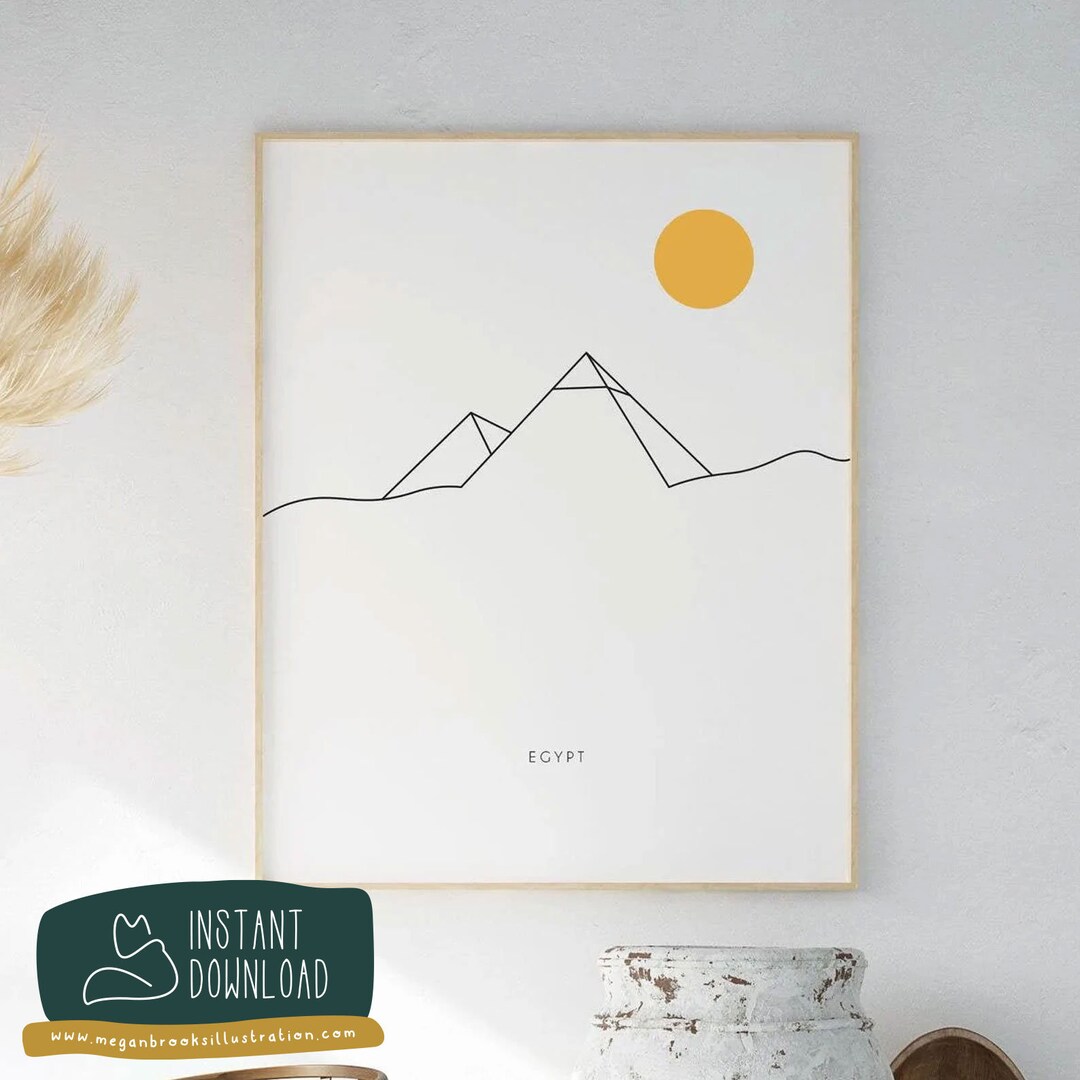 Egypt Wall Decor, Egypt Line Art, Instant Egypt Art, Pyramids of Giza ...