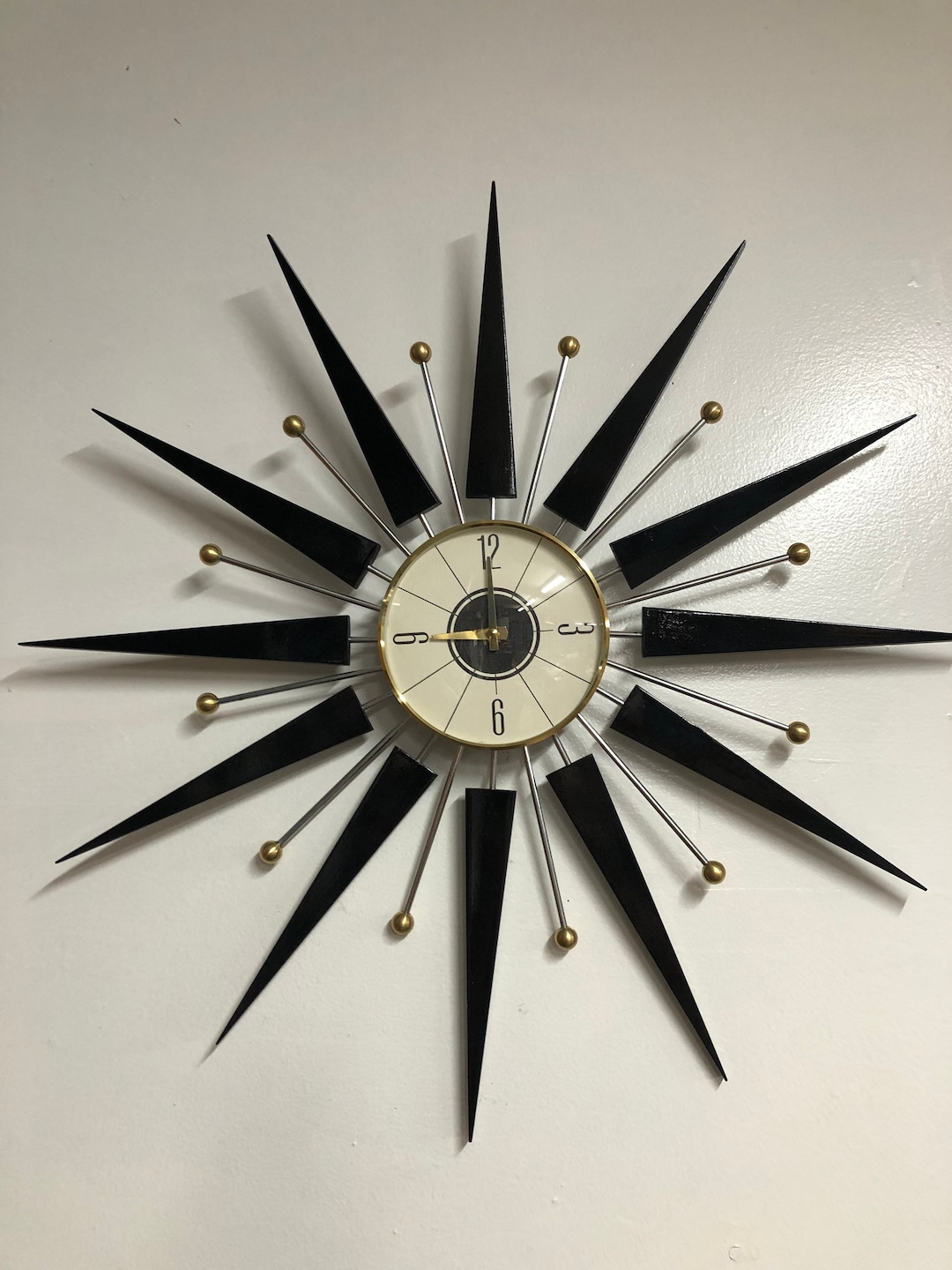 Black and White Sunburst Clock - Etsy